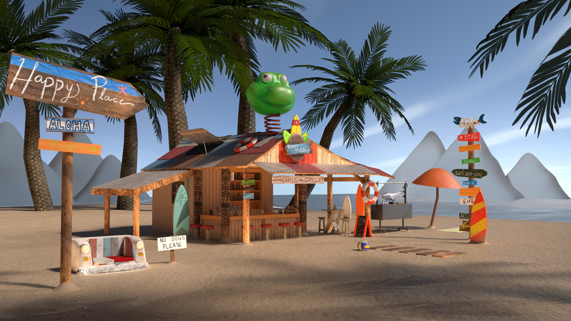 ArtStation - Tipsy Turtle Tiki Bar 3D Project
