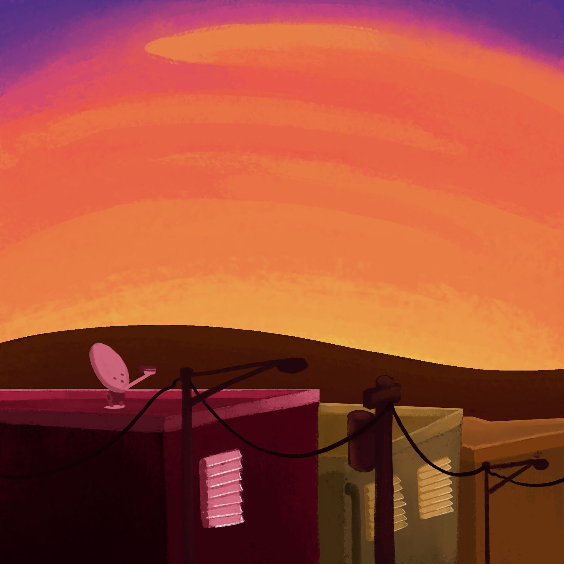 ArtStation - Colorful rooftops at sunset