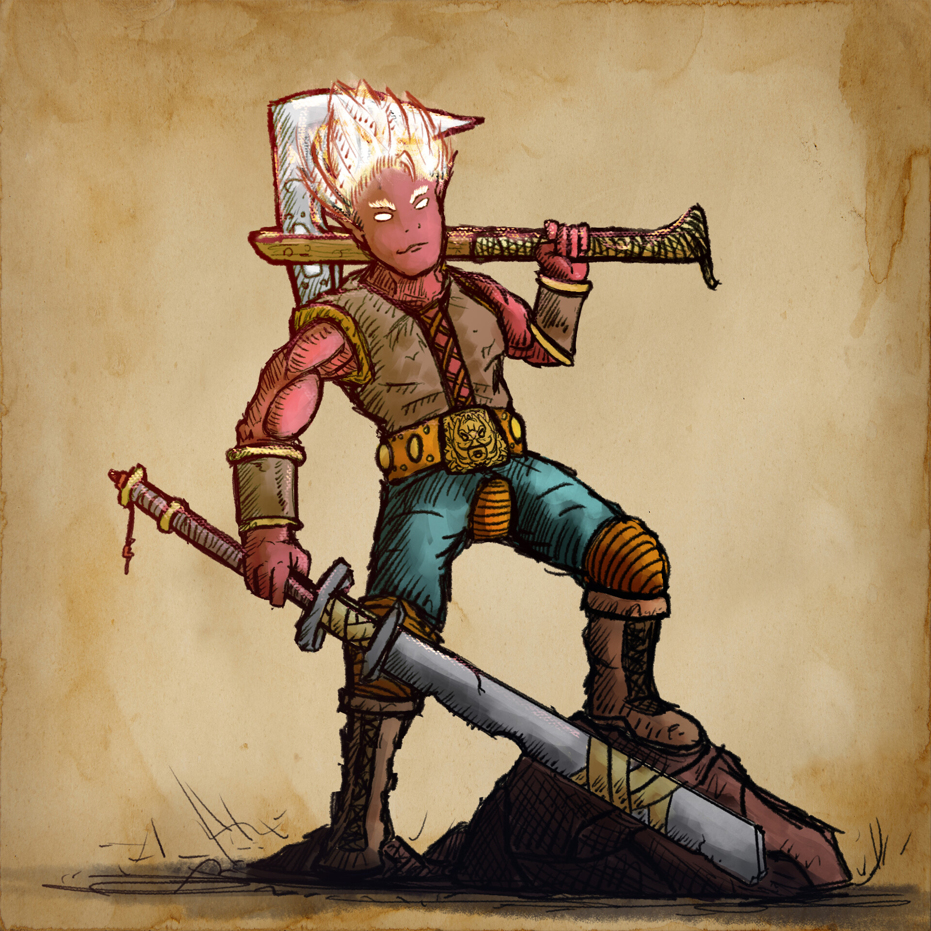 ArtStation - Genasi fire warrior