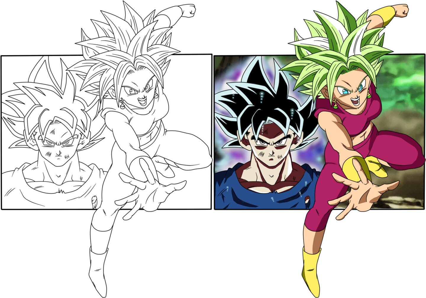 how to draw goku vs kefla