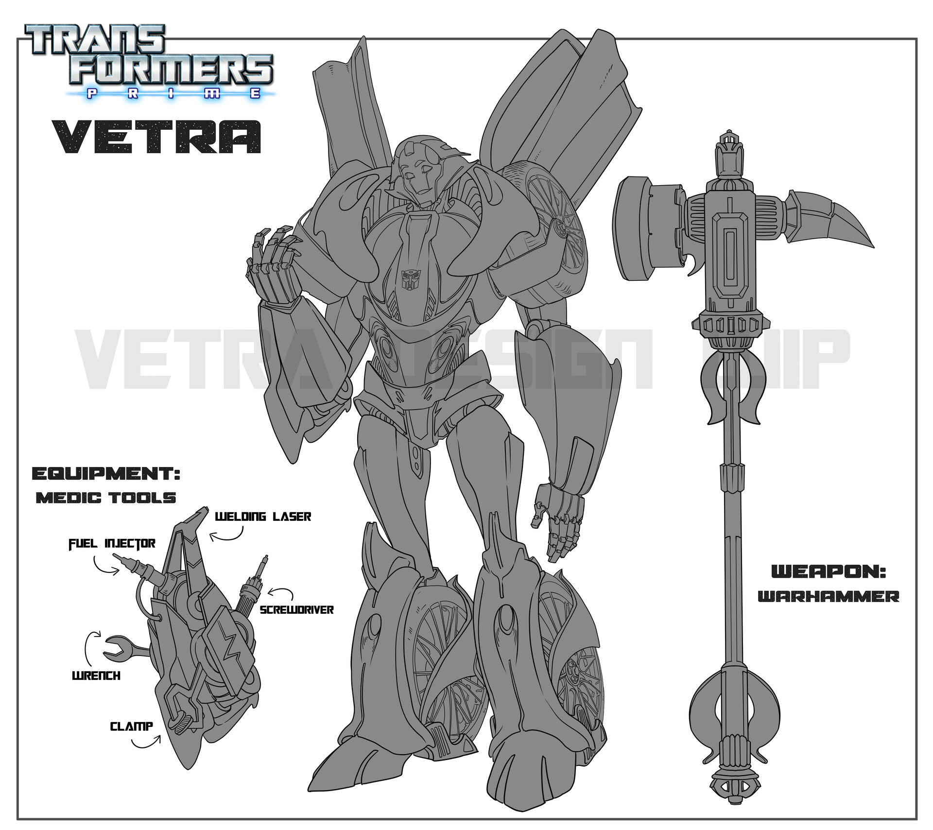 Nekkyo Usagi - Commission - Transformers Prime Character Design - VETRA