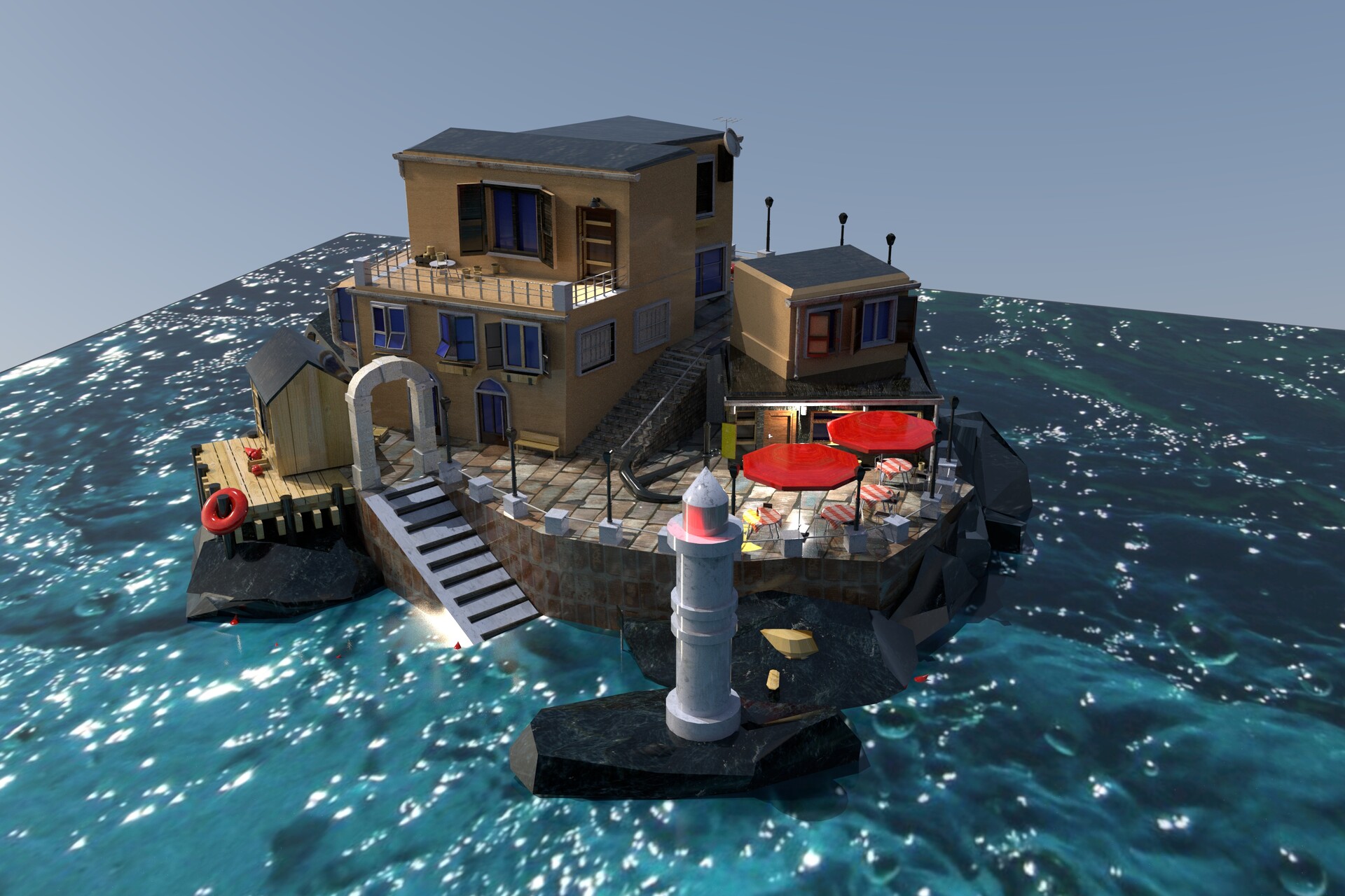 ArtStation - City scenes. 3D modeling /texturing and lighting