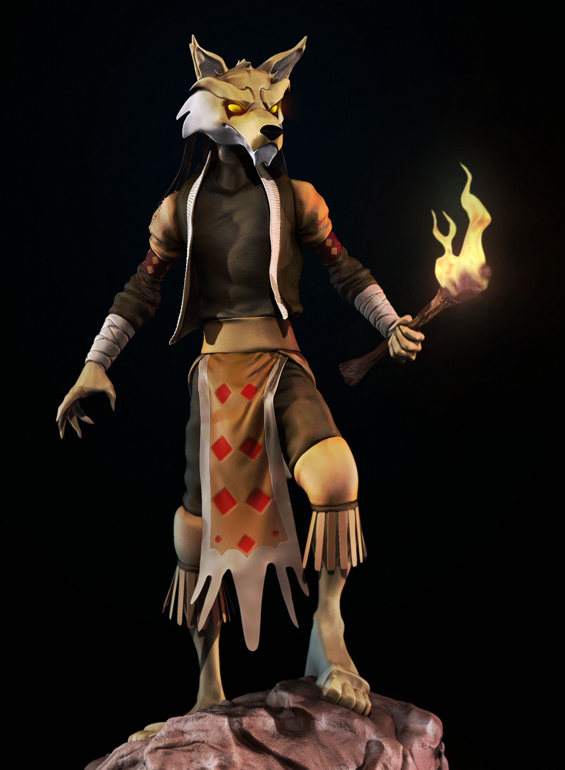 ArtStation - coyote steals fire (sculpt)