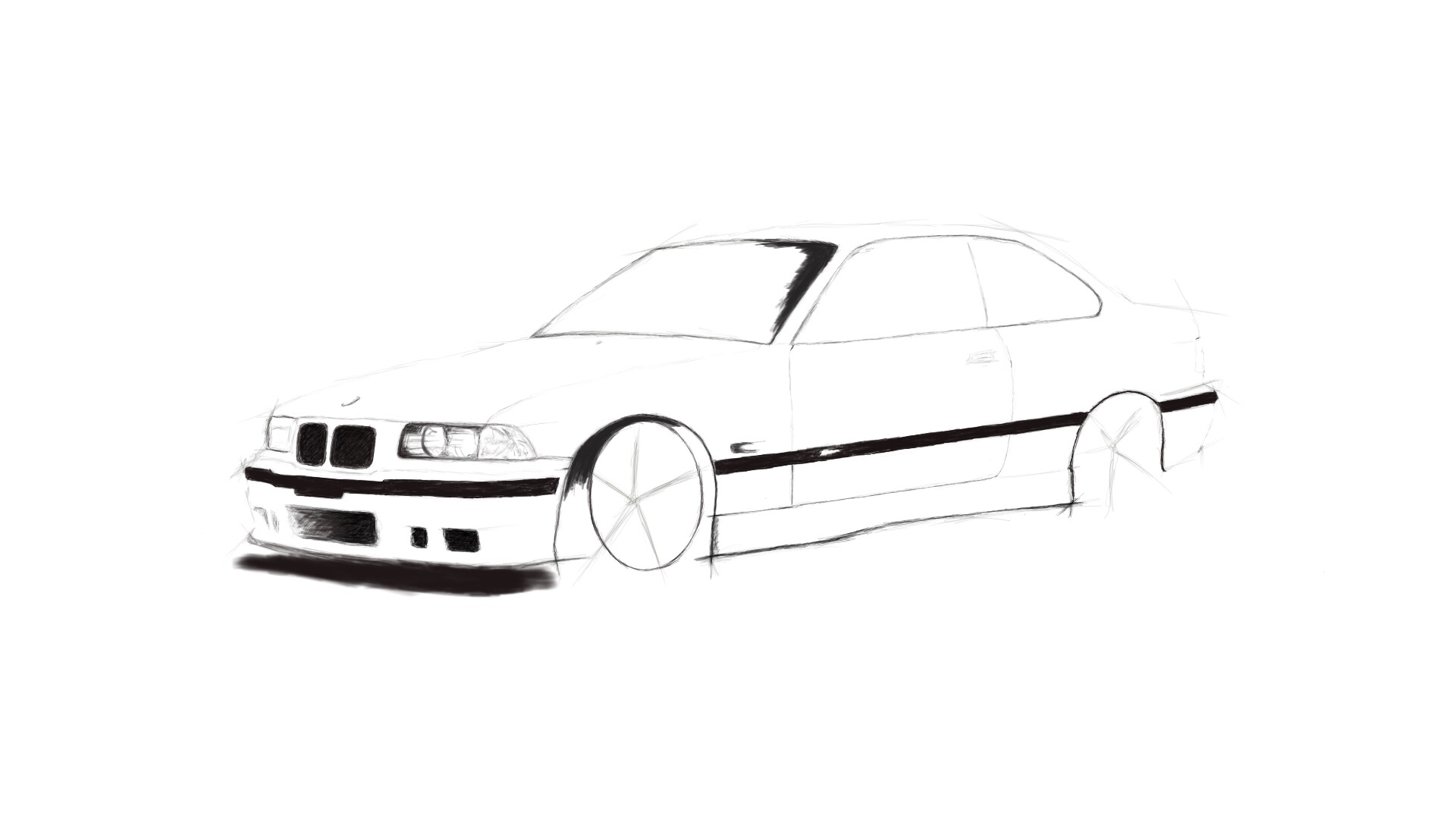Bmw E36 Line Art