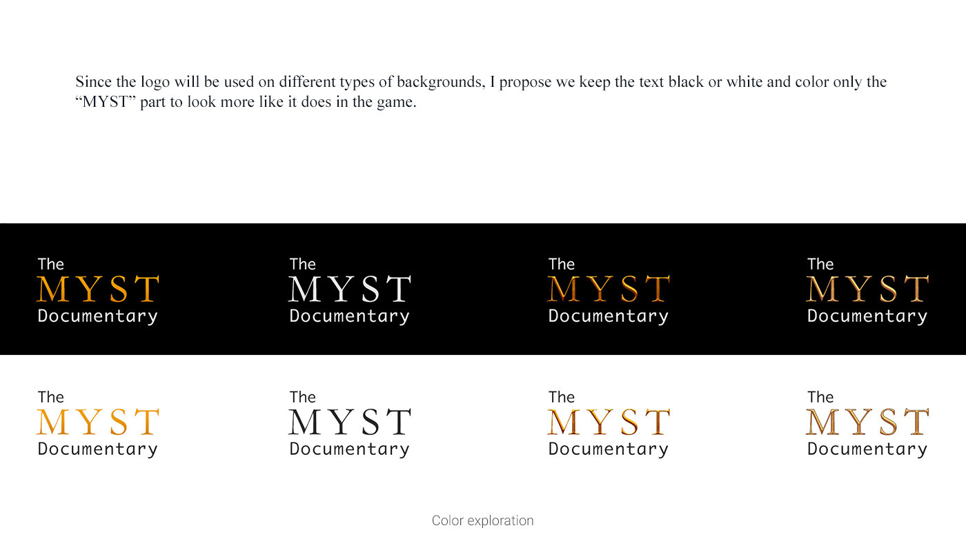 Iuliana U - The MYST Documentary Logo Design Process