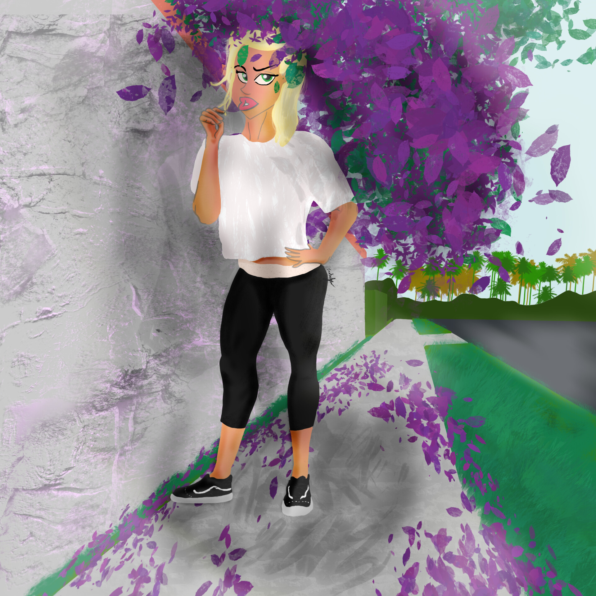 Artstation Girl Under A Colorful Tree