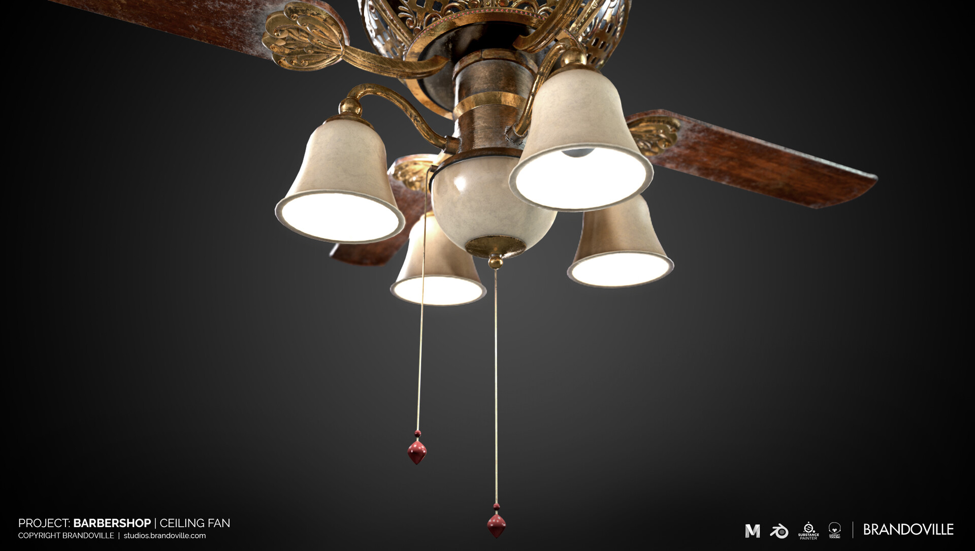 Brandoville Studios - Project: Barbershop | Ceiling Fan Prop