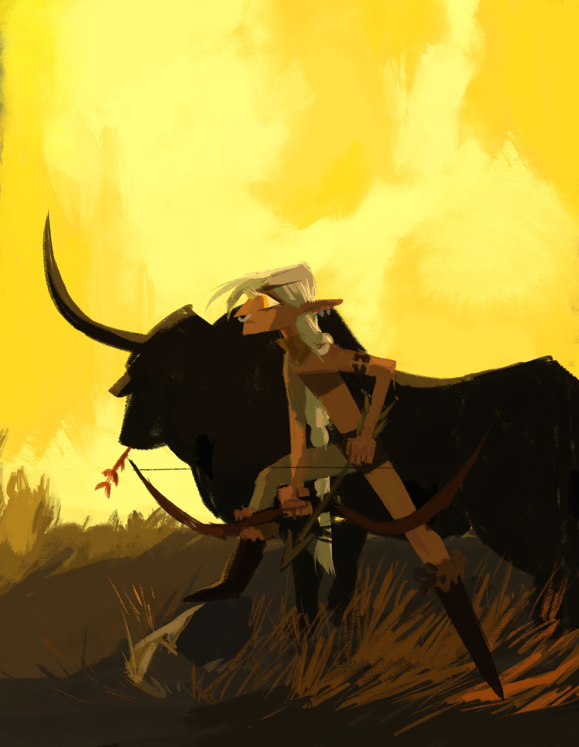 ArtStation - Elf and bull