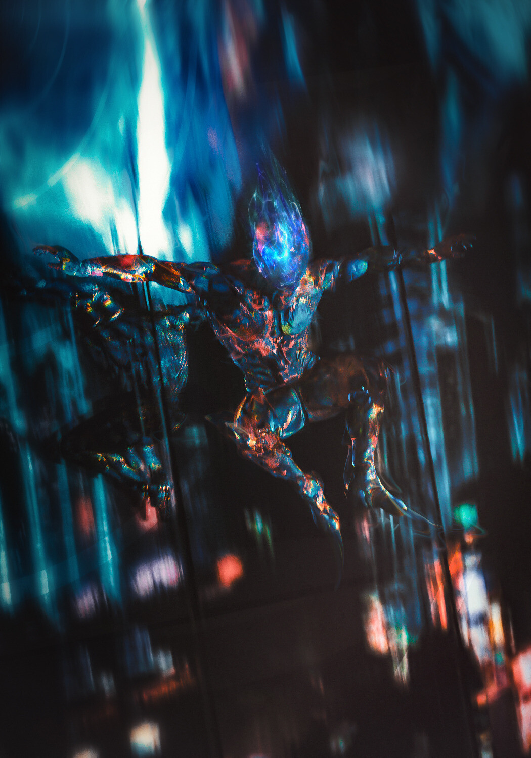 ArtStation - Celestial creature attacking city.