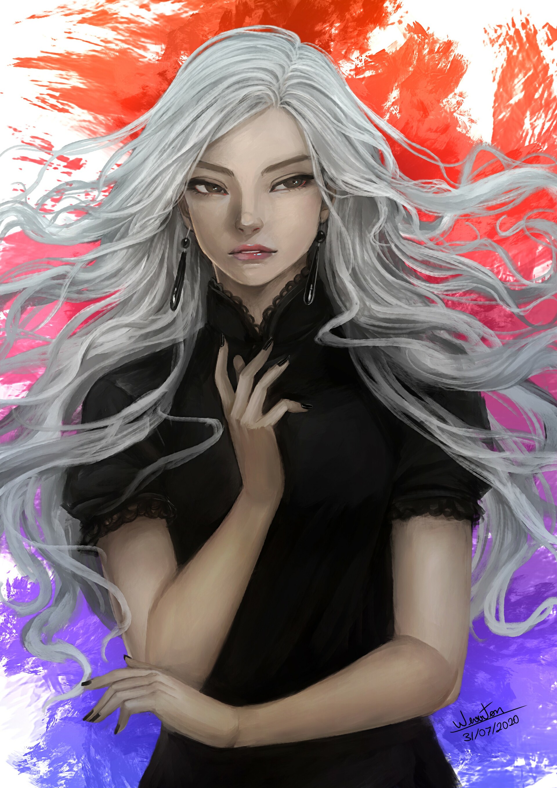 ArtStation - The white-haired woman