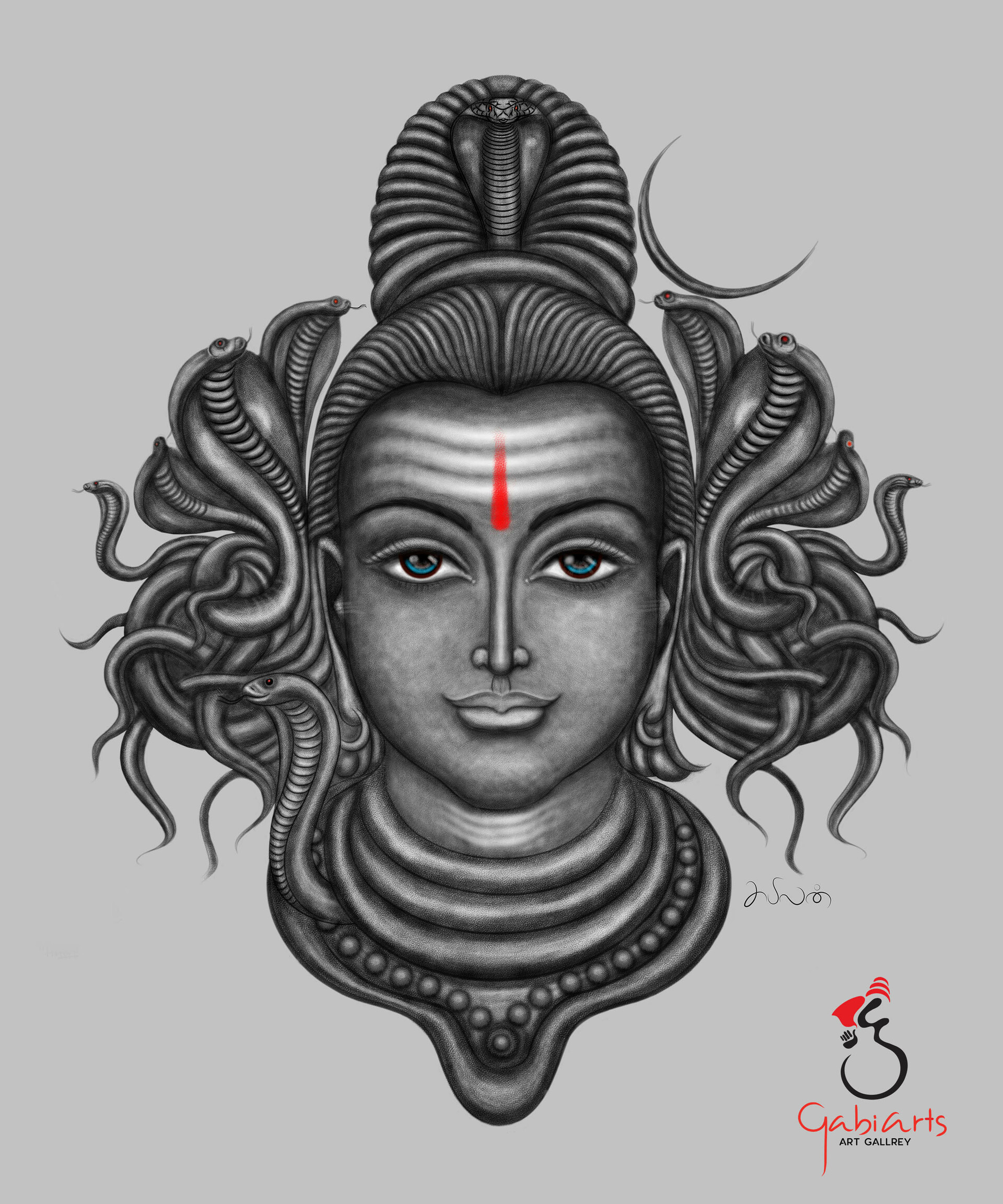 ArtStation - LORD SHIVA [CHARCOAL DIGITAL PAINTING]