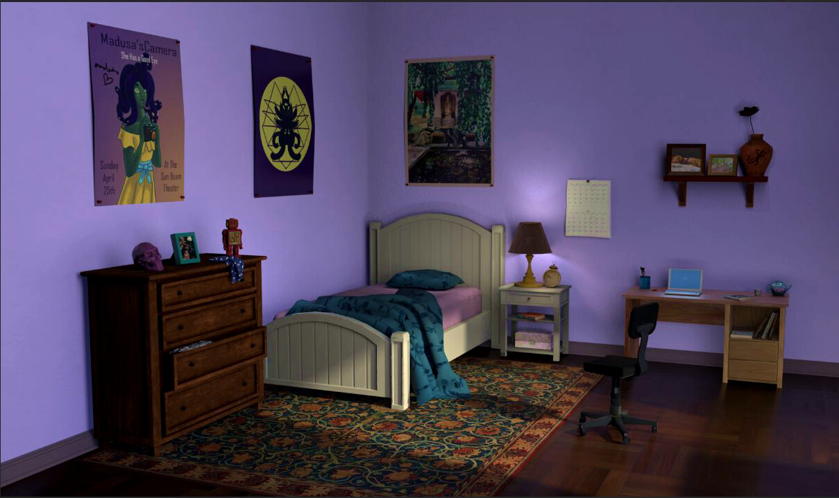 ArtStation - Purple Bedroom