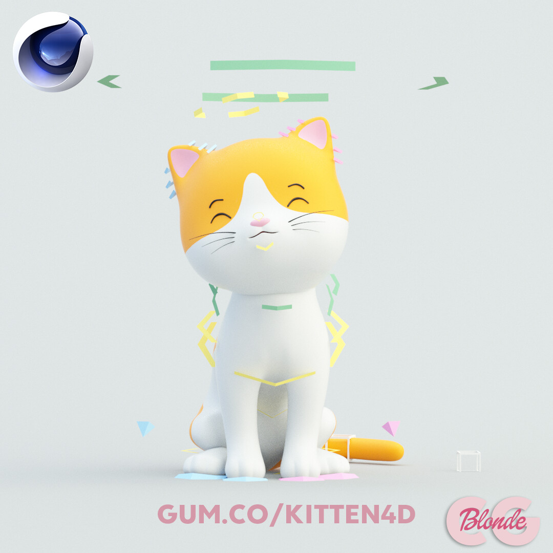 Miss Maria - Cartoon Kitten Rig for Cinema 4D