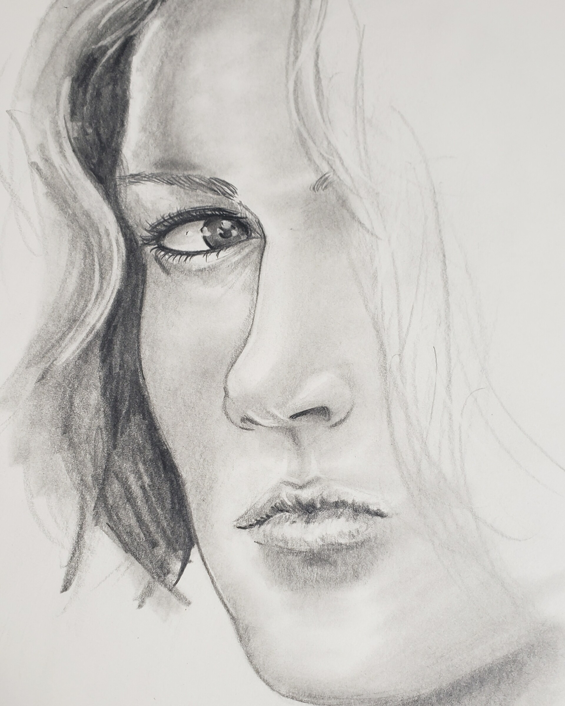 ArtStation - Female portrait with graphite