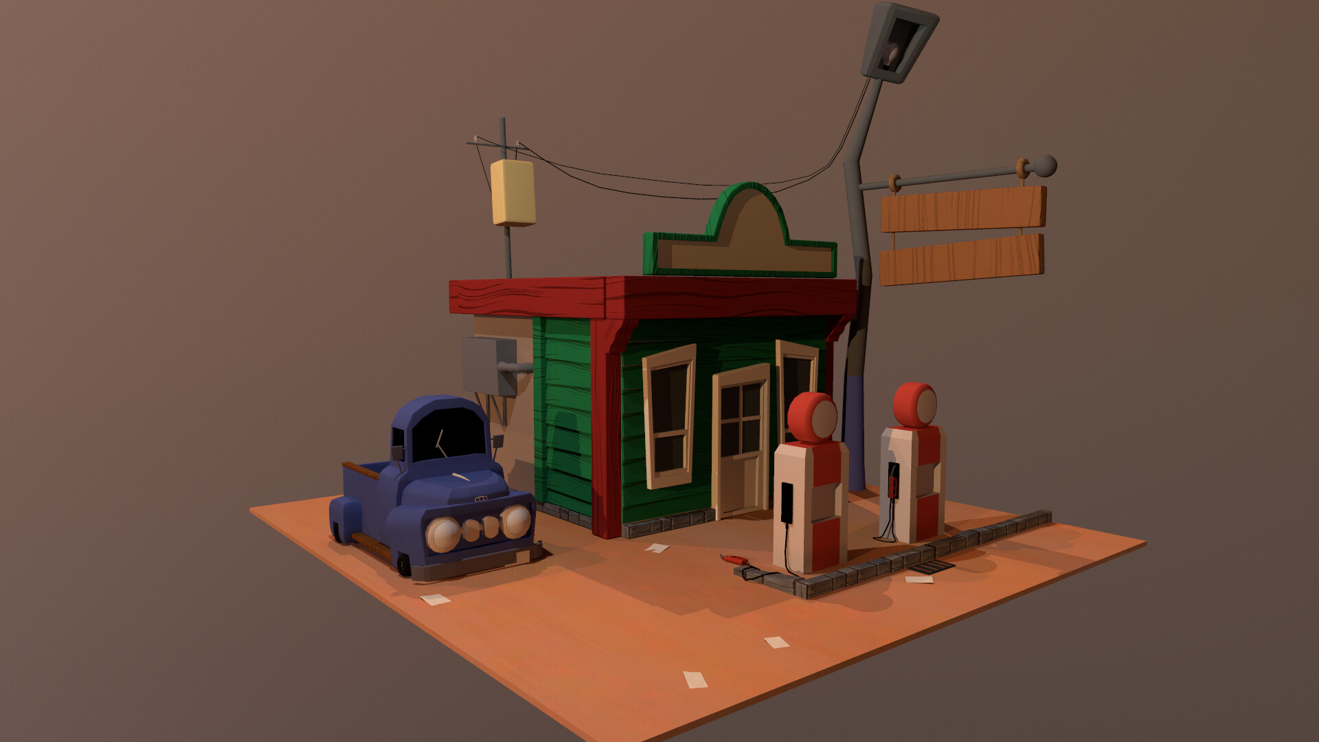 ArtStation - Stylized Gas Station
