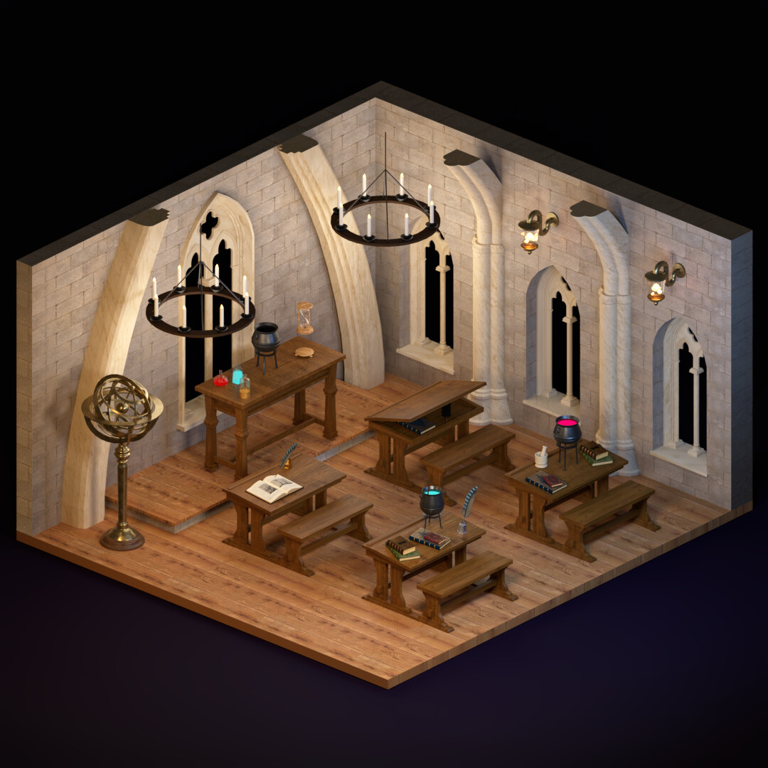 ArtStation - School and of Wizardry - Isometric 3D Art