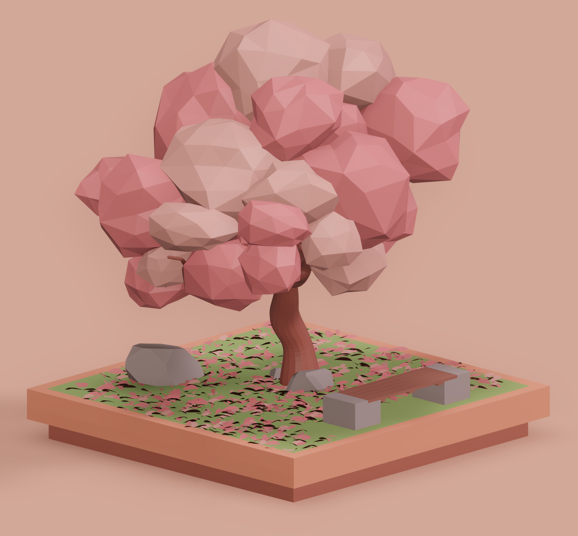 ArtStation - Lowpoly sakura tree