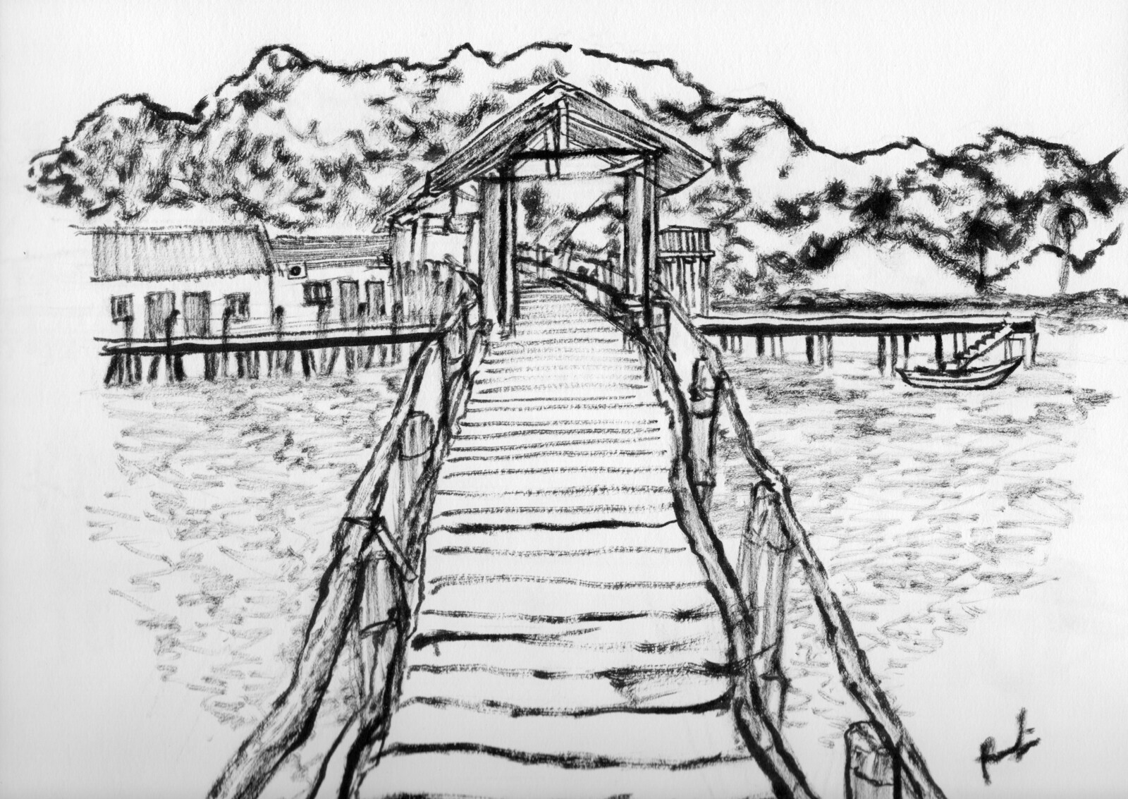 Raina Lim - Traditional: Rural Sketching (Pen brush)
