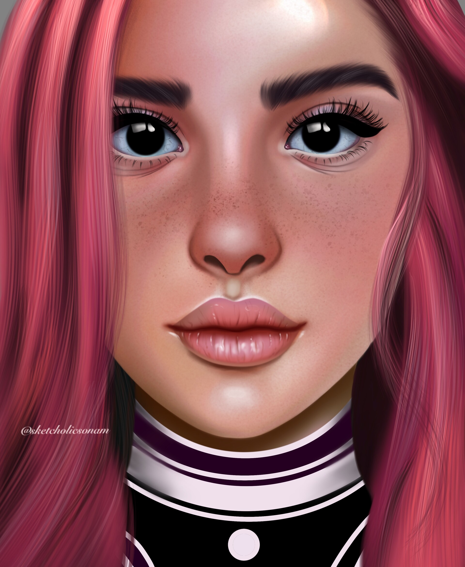 ArtStation - semi realistic portrait cute girl