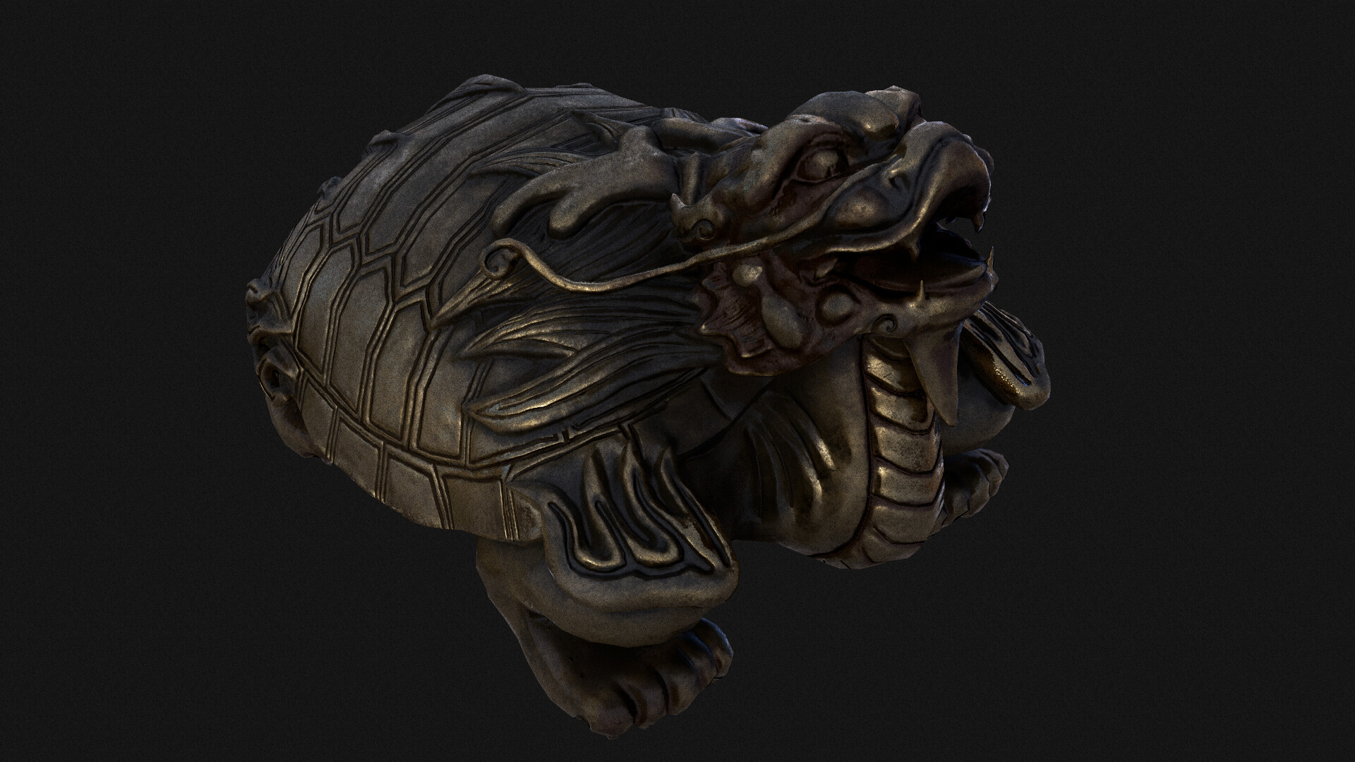 ArtStation - Golden Dragon Turtle statue