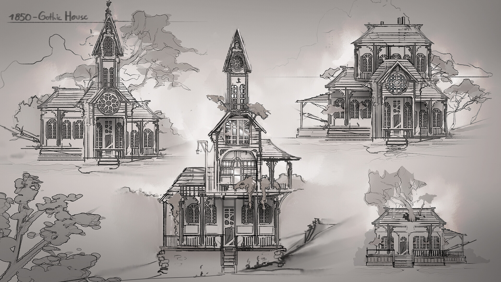 ArtStation - Gothic abandoned House (1850 )