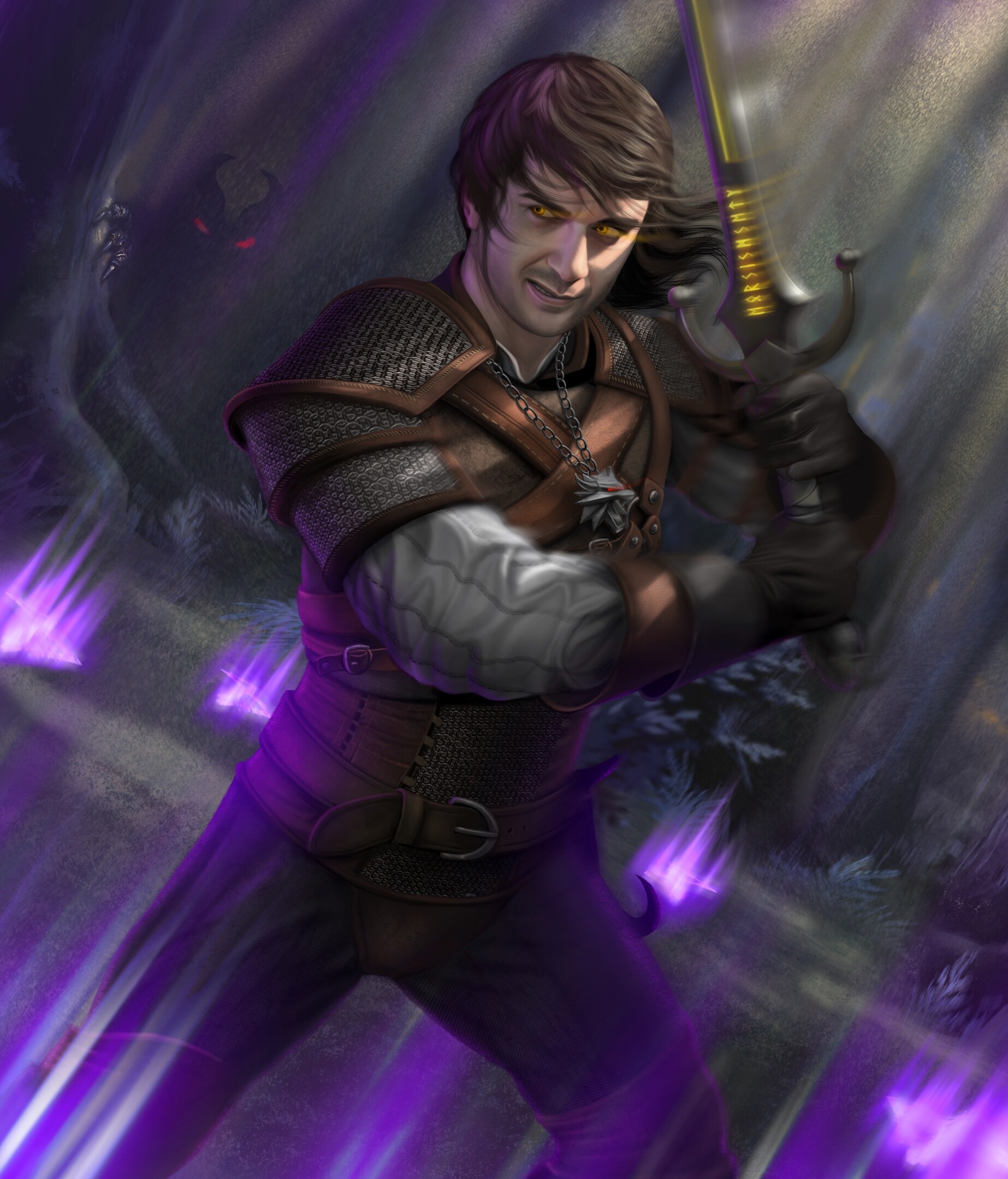 ArtStation - portrait of a man in the style of the Witcher