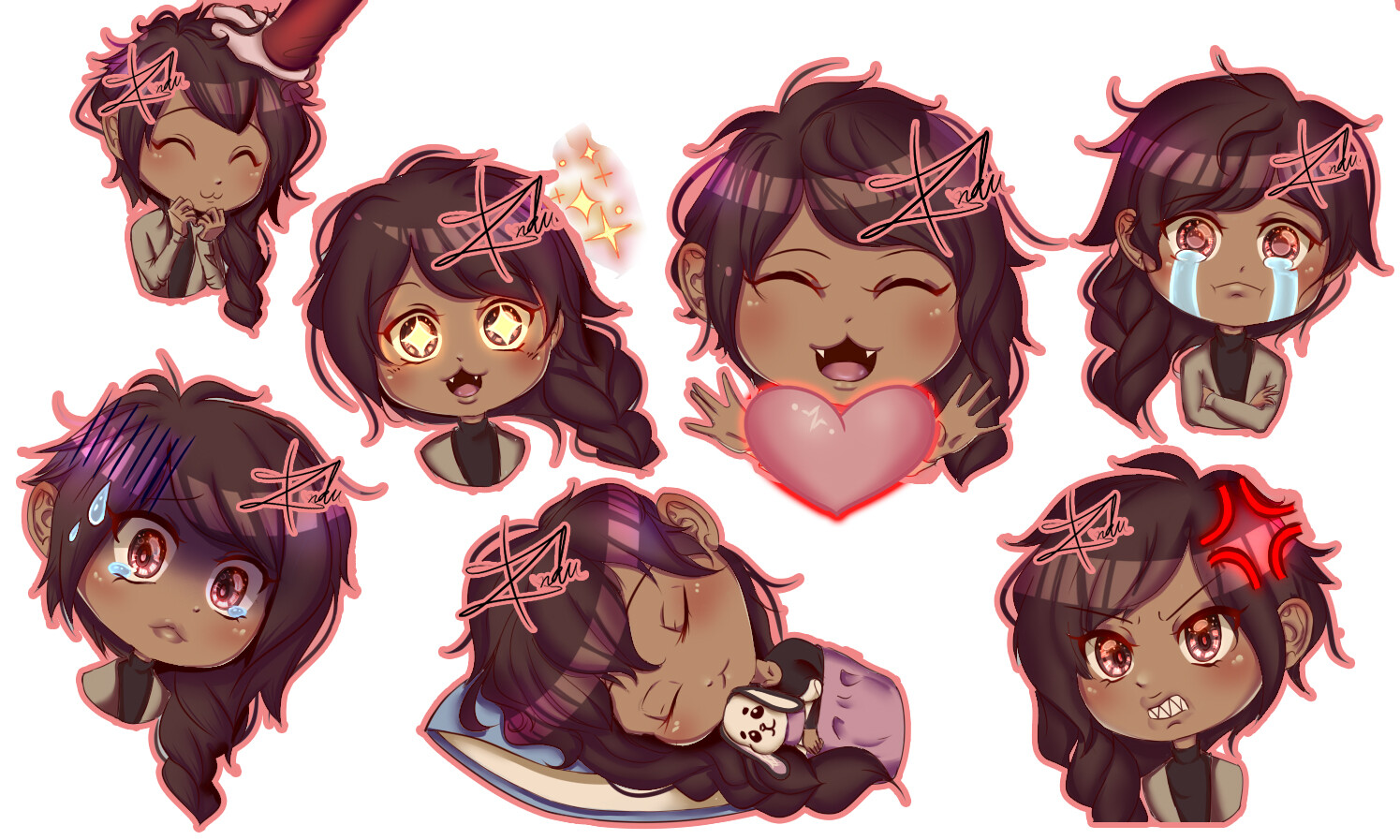 chibi girl emotes black hair with bangs brown eyes Art & Collectibles ...