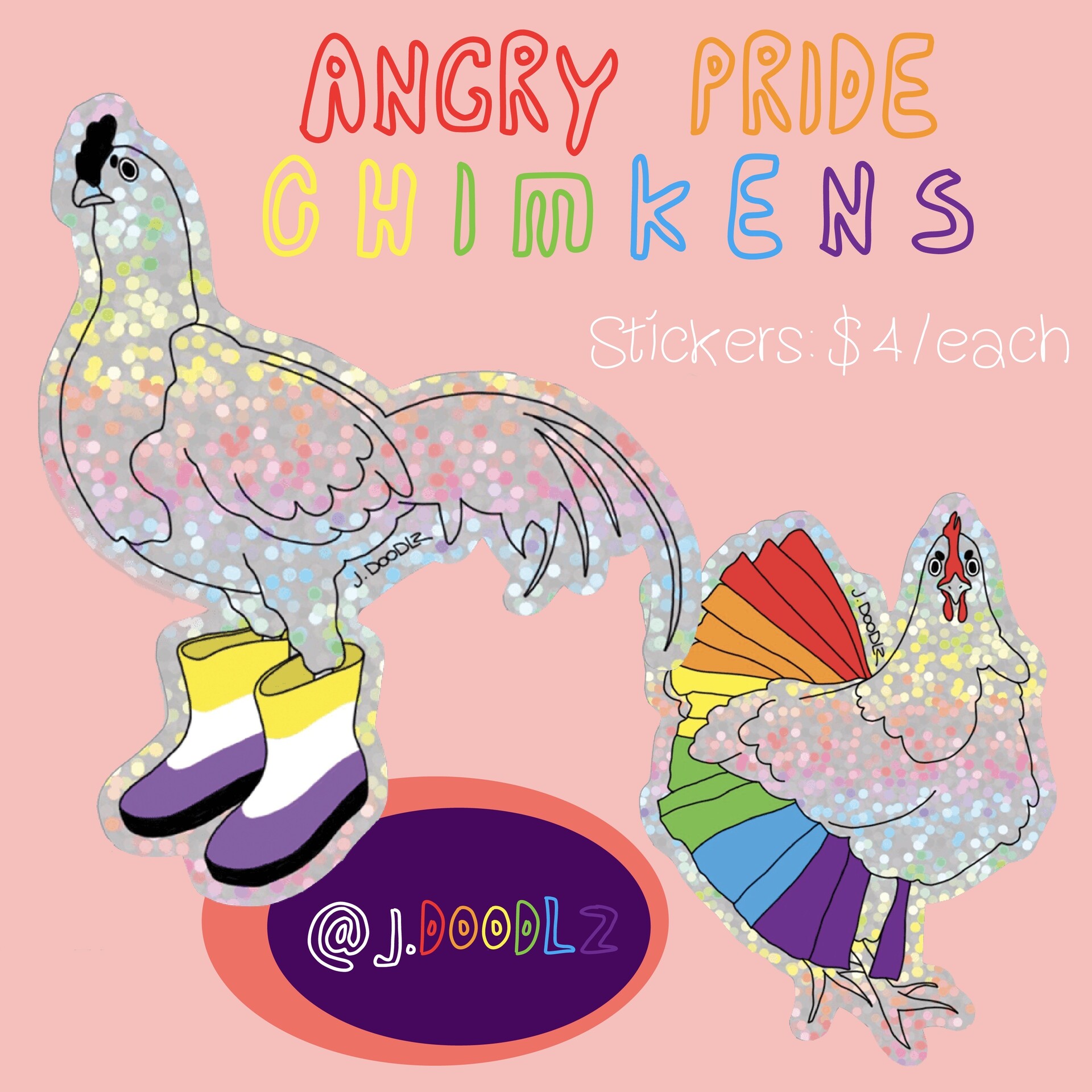 ArtStation - Pride Glitter Chimken stickers