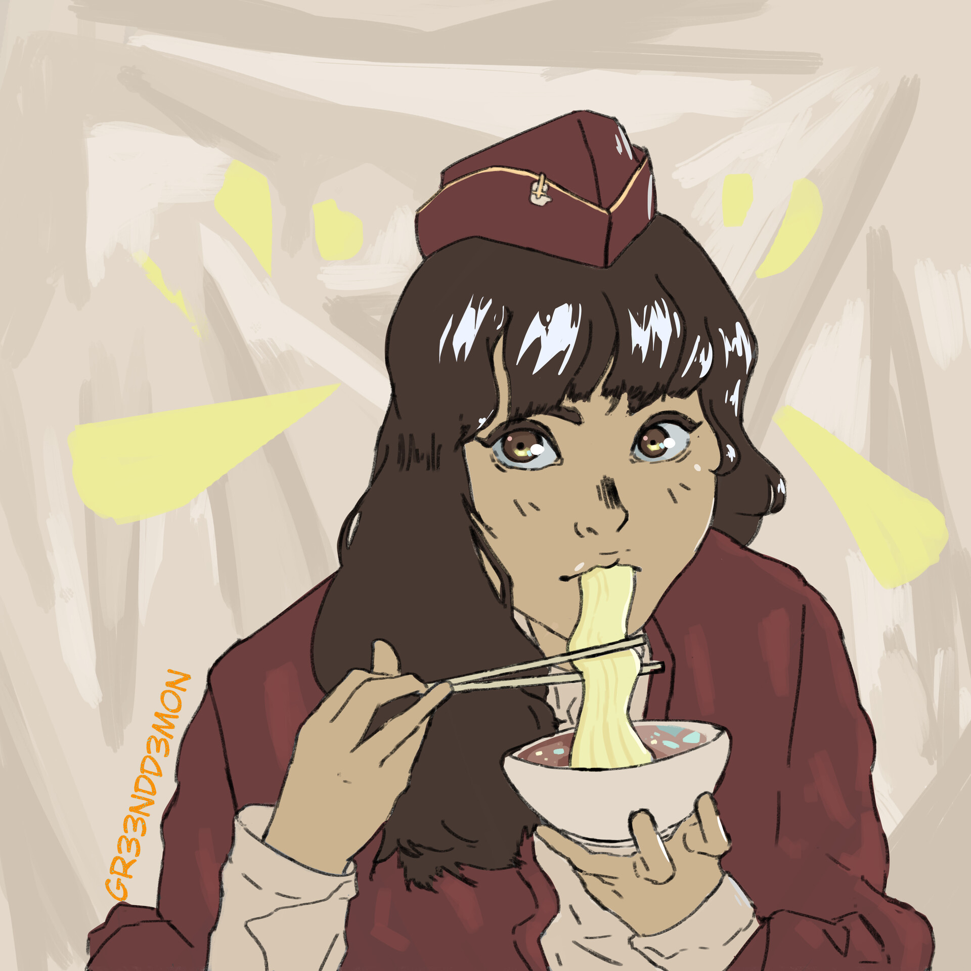 ArtStation - eating ramen