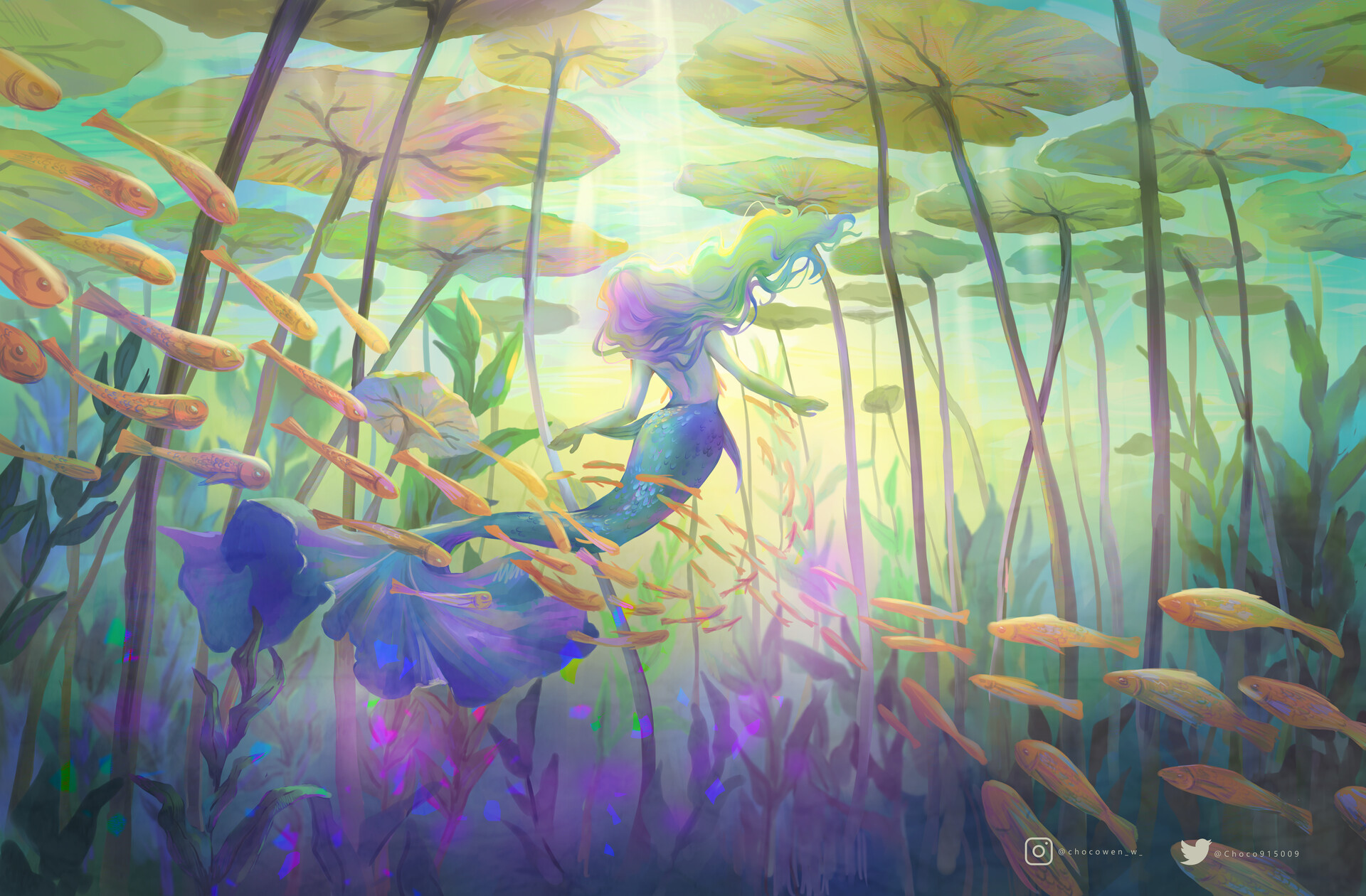 ArtStation - The mermaid under the lotus pond