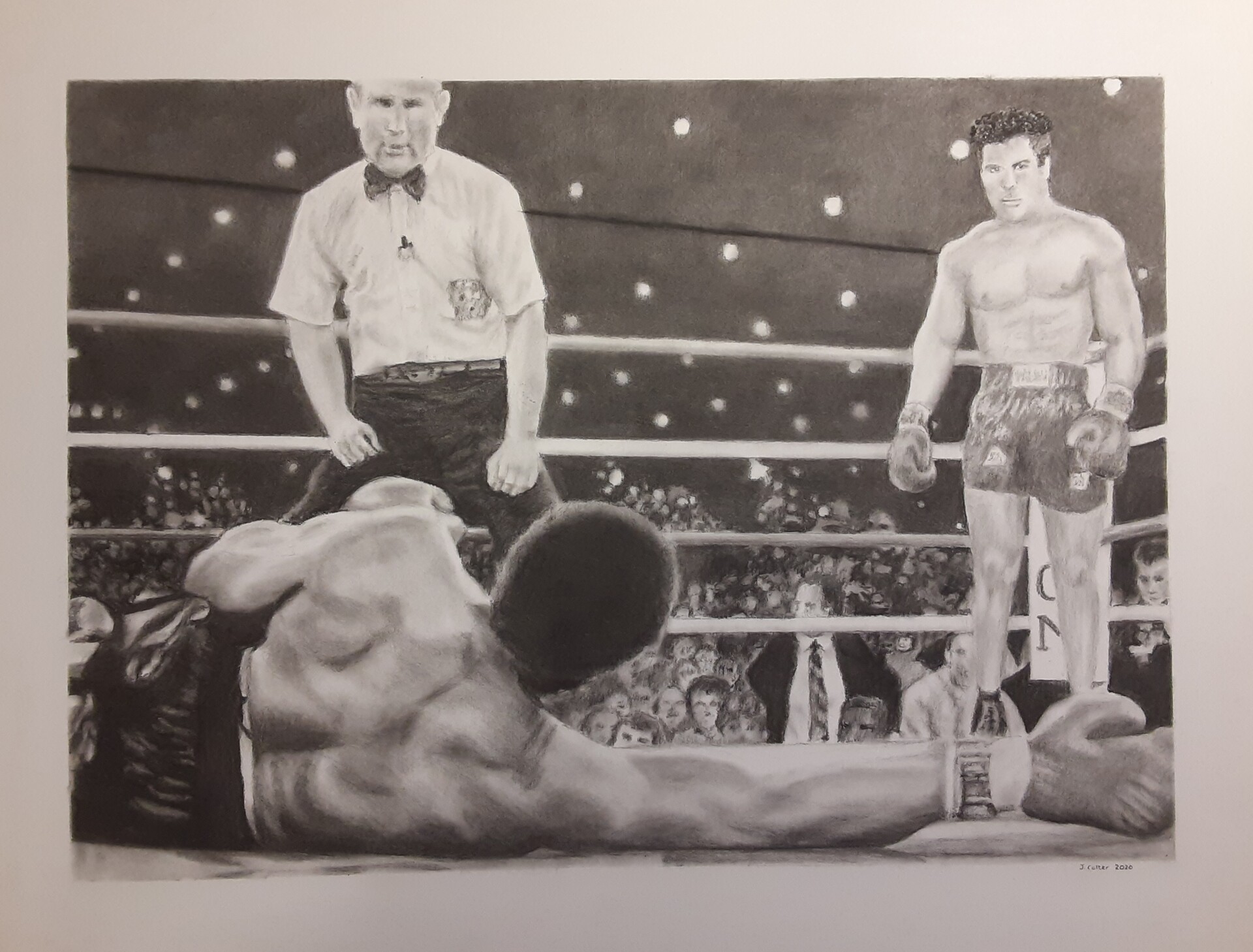 ArtStation - Charcoal of a boxing match