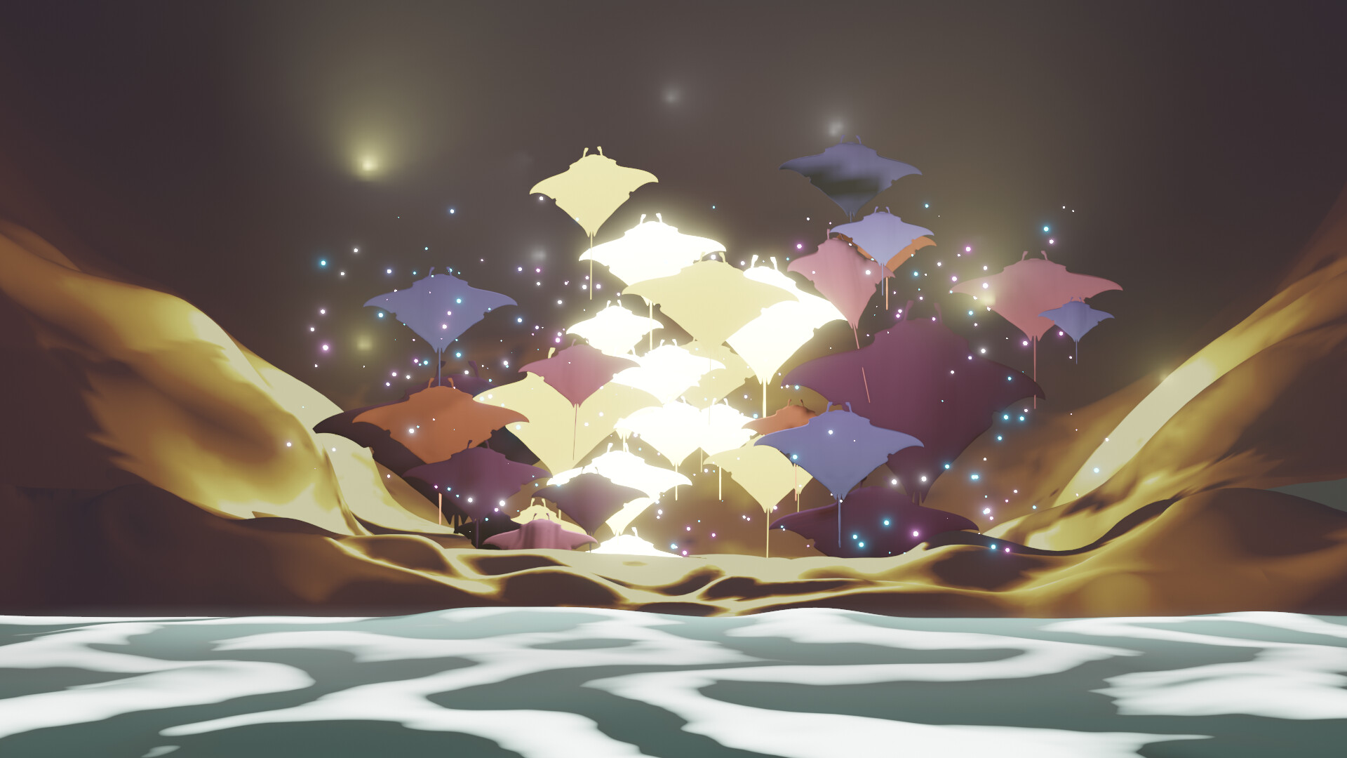 ArtStation - Manta Rays Travel through the clouds