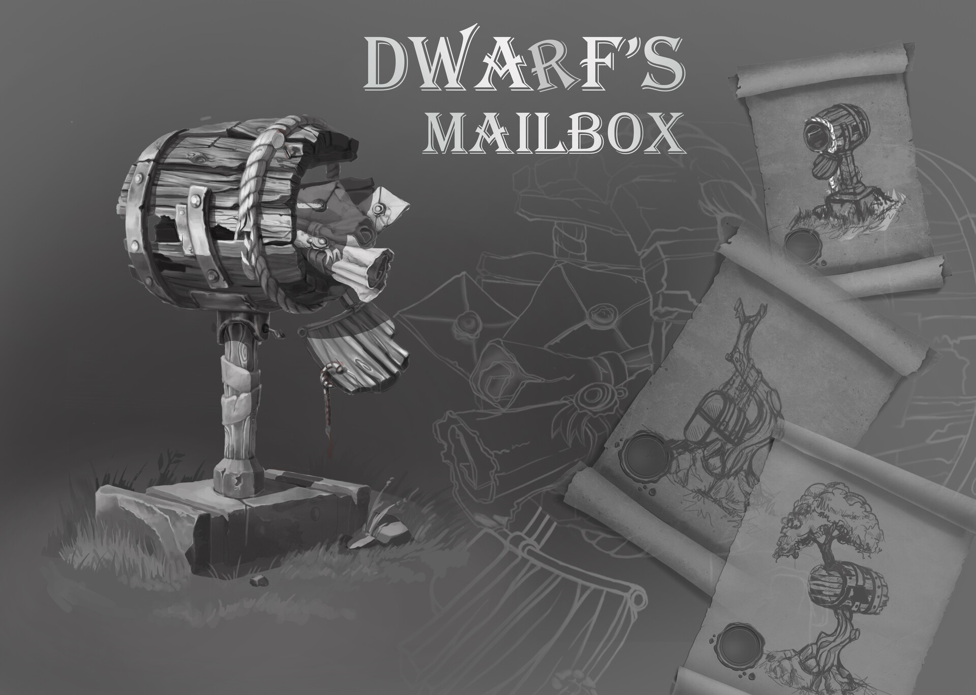 ArtStation - Dwarf's wooden barrel