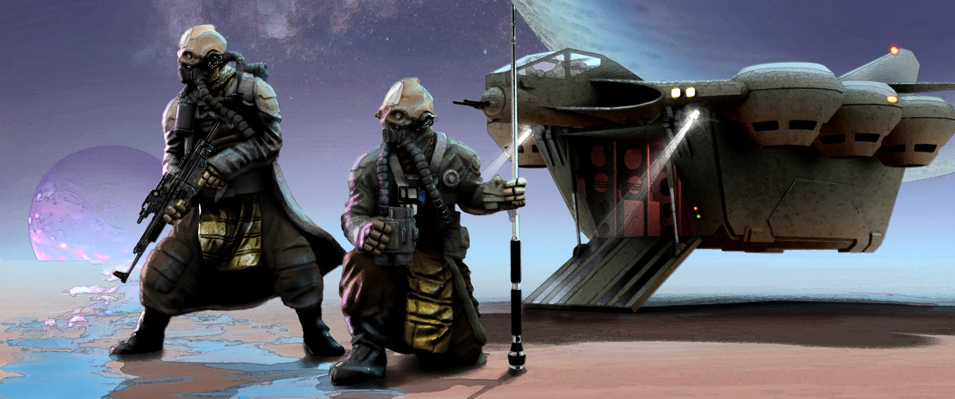 ArtStation - Fan Art Star Wars characters with drop ship I designed