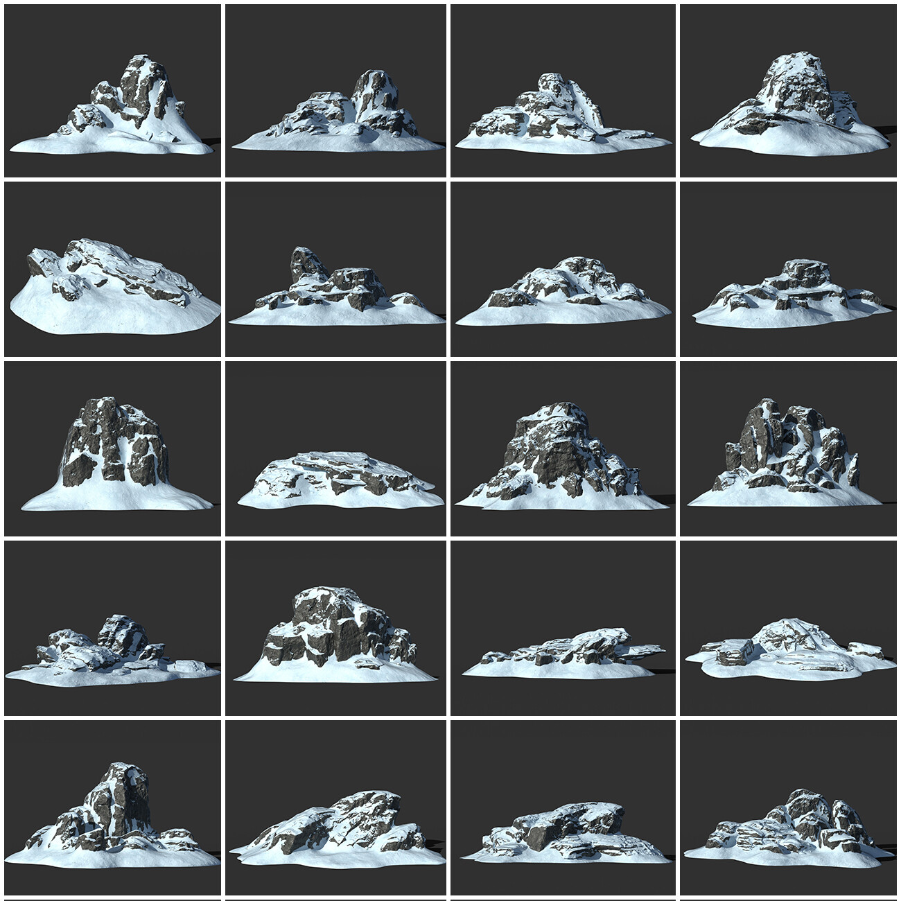 ArtStation - Low poly Zone of Snow Rock Pack A 2020