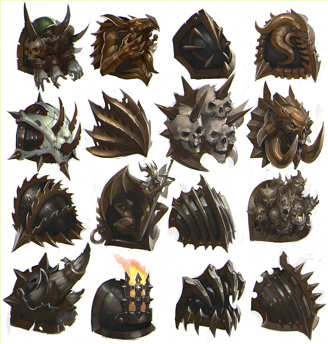 ⚔ Pauldron with rims and spikes・Free STL File for ・Cults