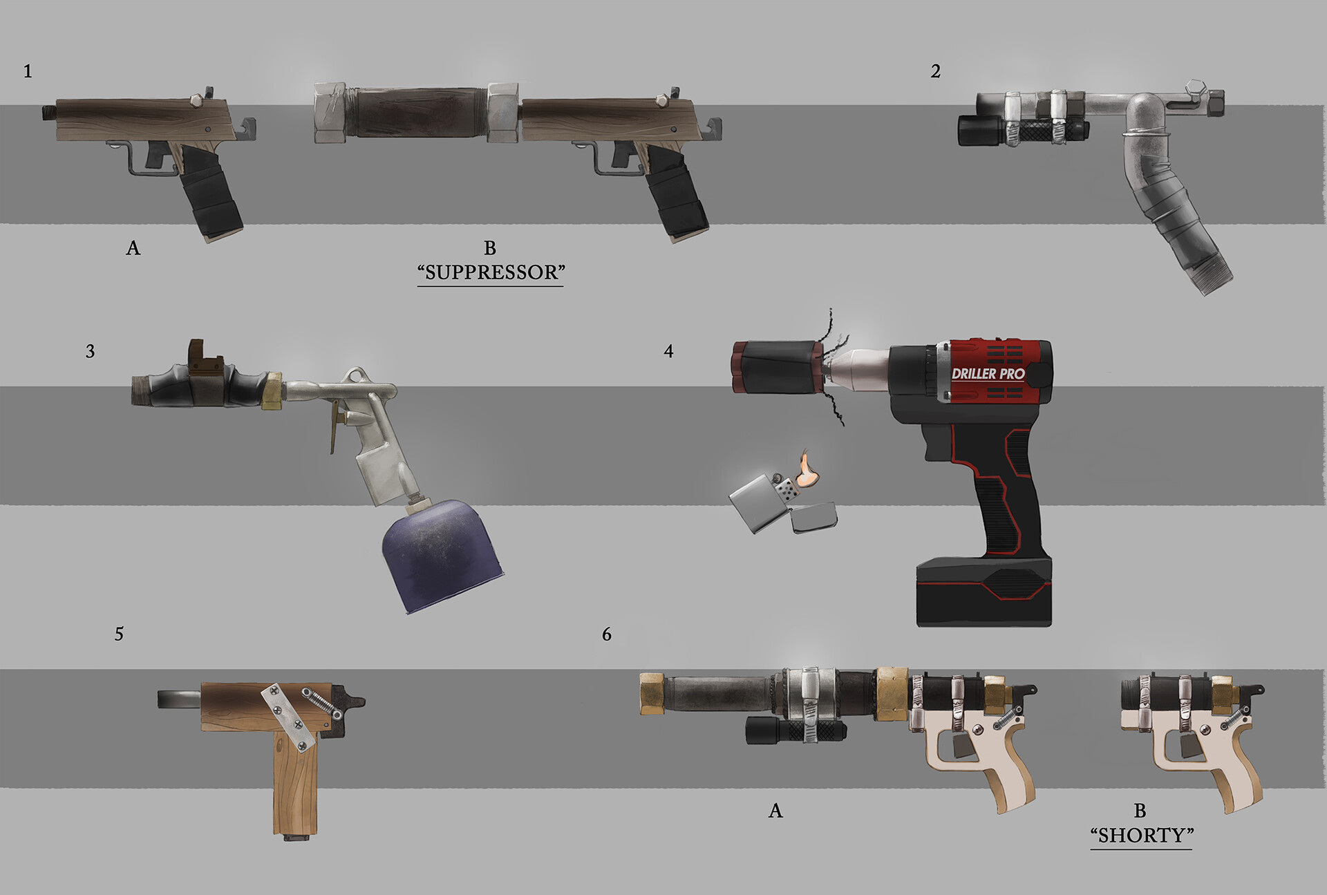 ArtStation - Makeshift Handguns - Prop Concept
