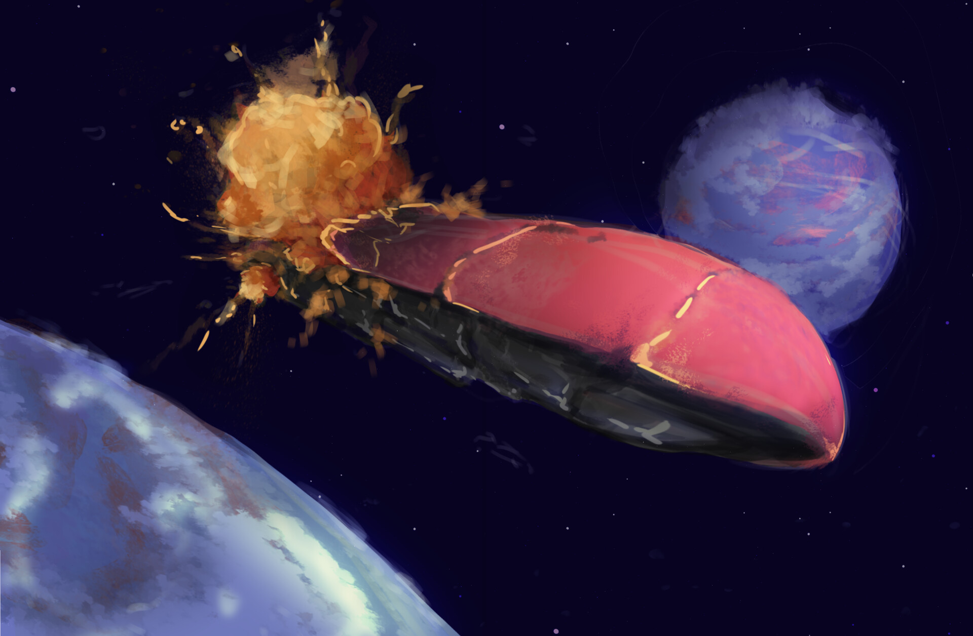 ArtStation - Space ship explosion concept sketch