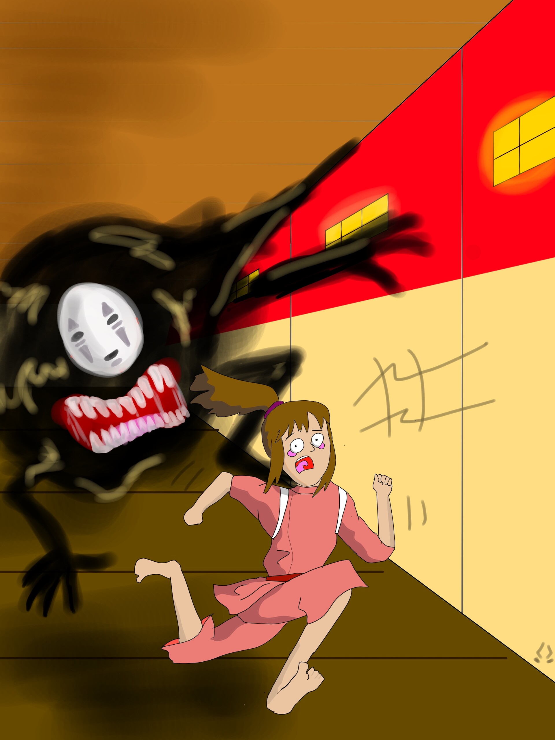 ArtStation - Chihiro and No face chase