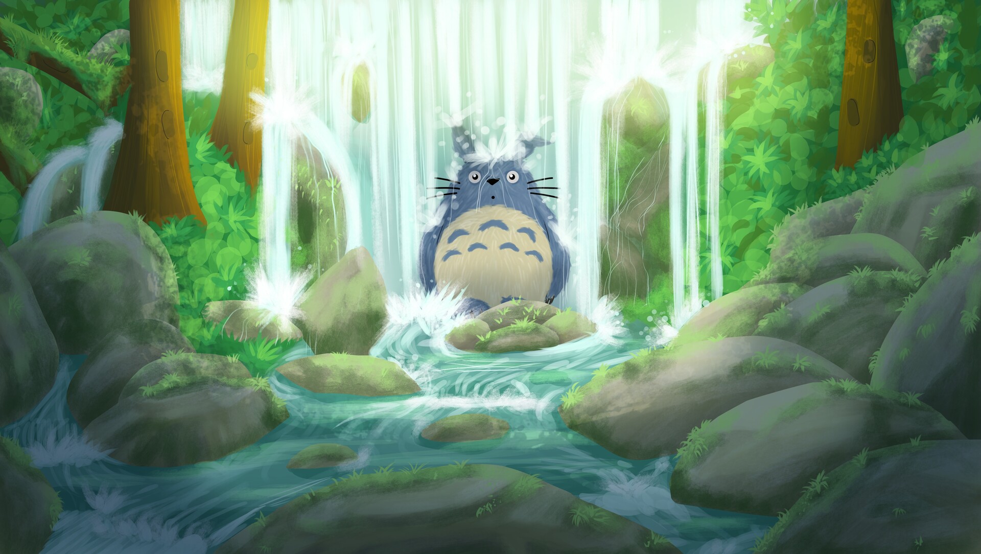 ArtStation - Totoro while bathing