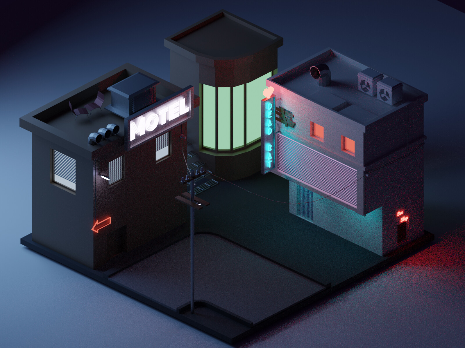 ArtStation - Cyberpunk low poly city