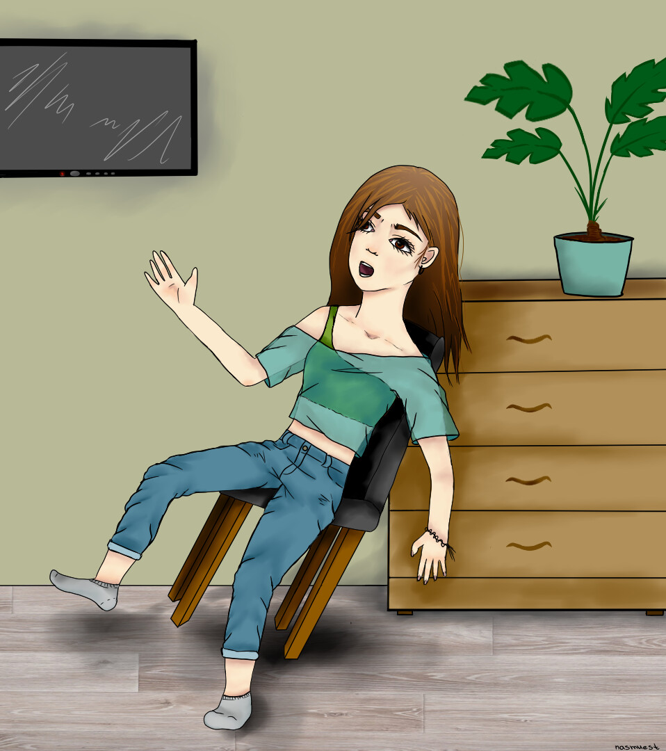 ArtStation - Art-Challenge situations "OC falls from a chair"