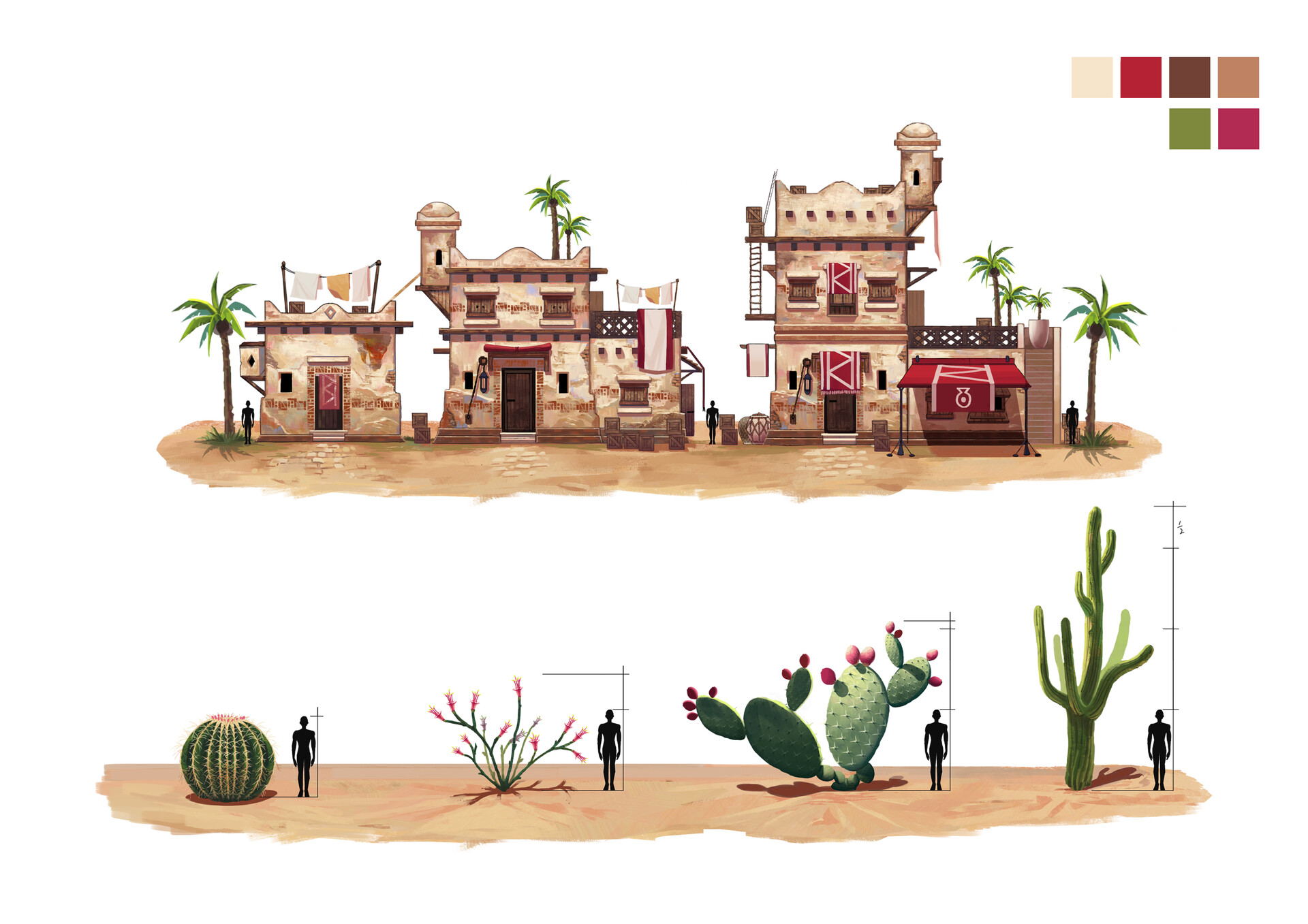 ArtStation - Desert houses and plants