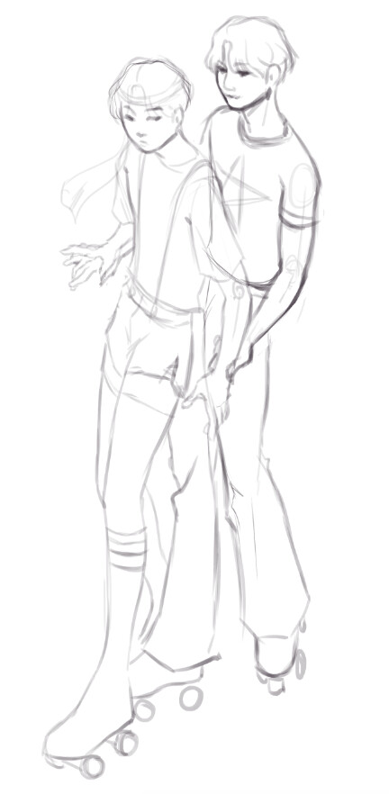 two friends drawing reference