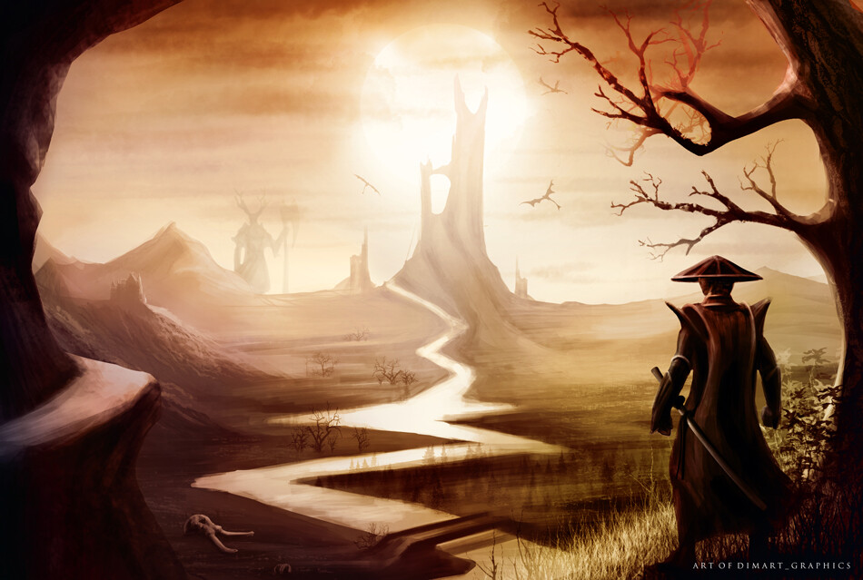 ArtStation - Samurai in a death valley - landscape