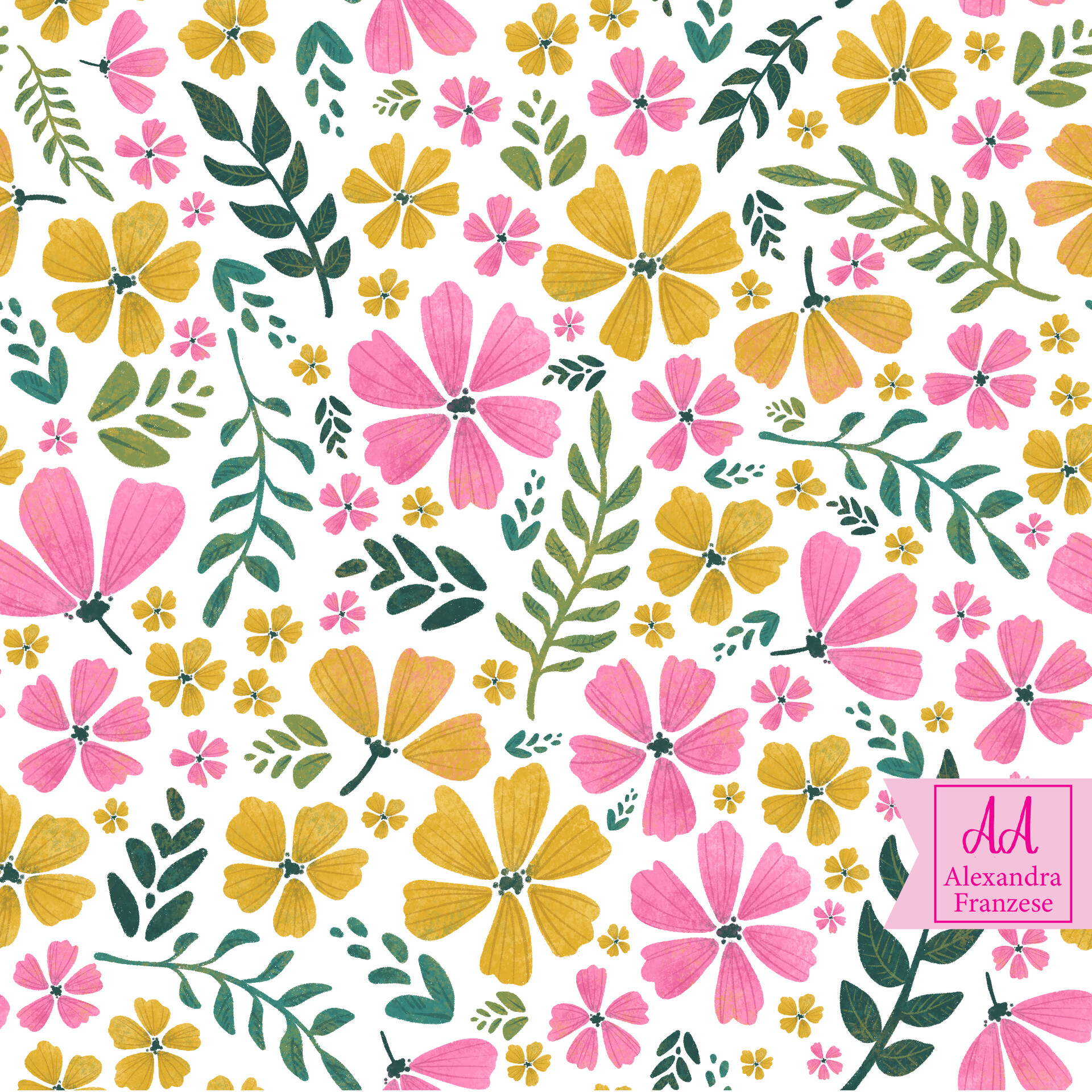 ArtStation - Pink and Yellow Floral