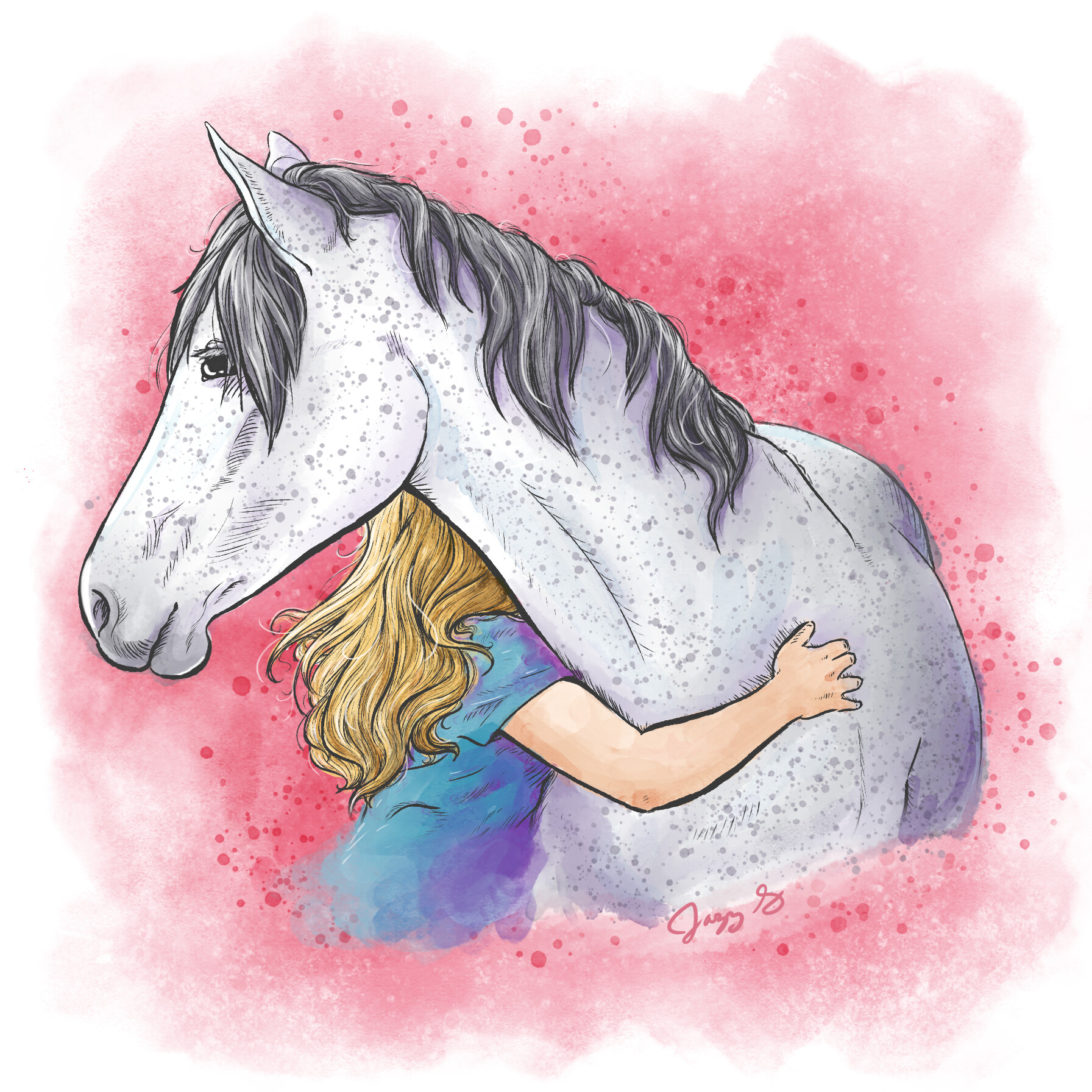 how to draw a girl and her horse