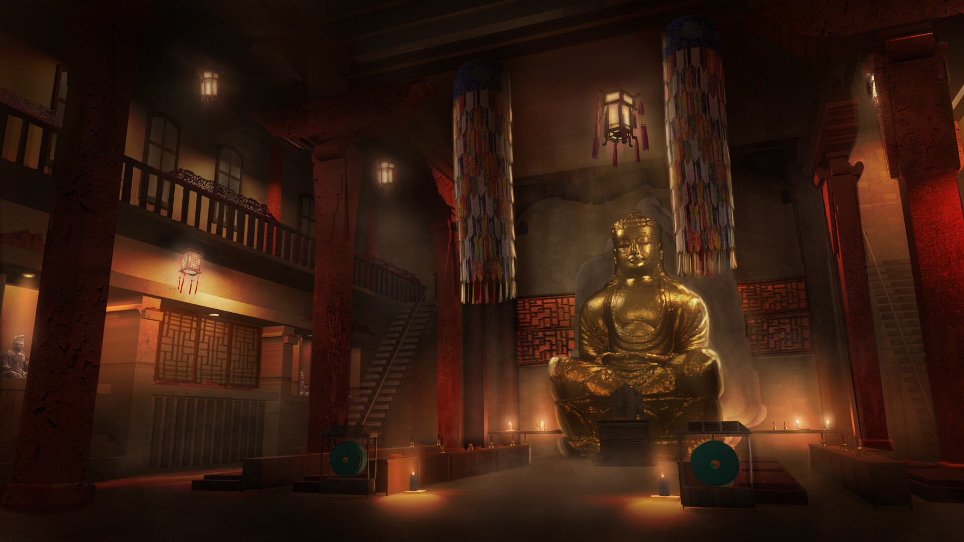 Ancient Chinese Temple Interior