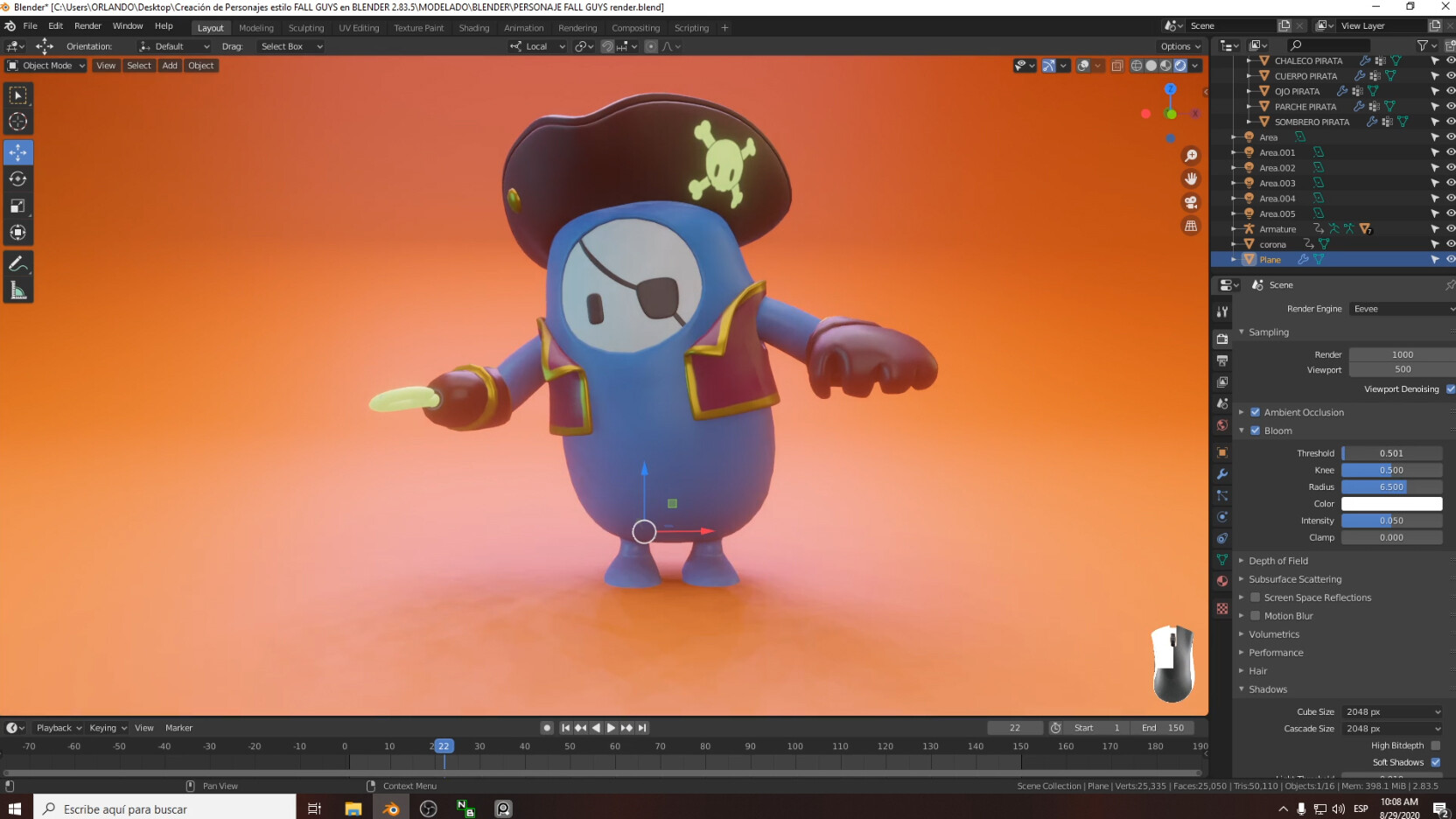 orlando rengifo avila - PERSONAJE ESTILO FALL GUYS EN BLENDER 2.83.5