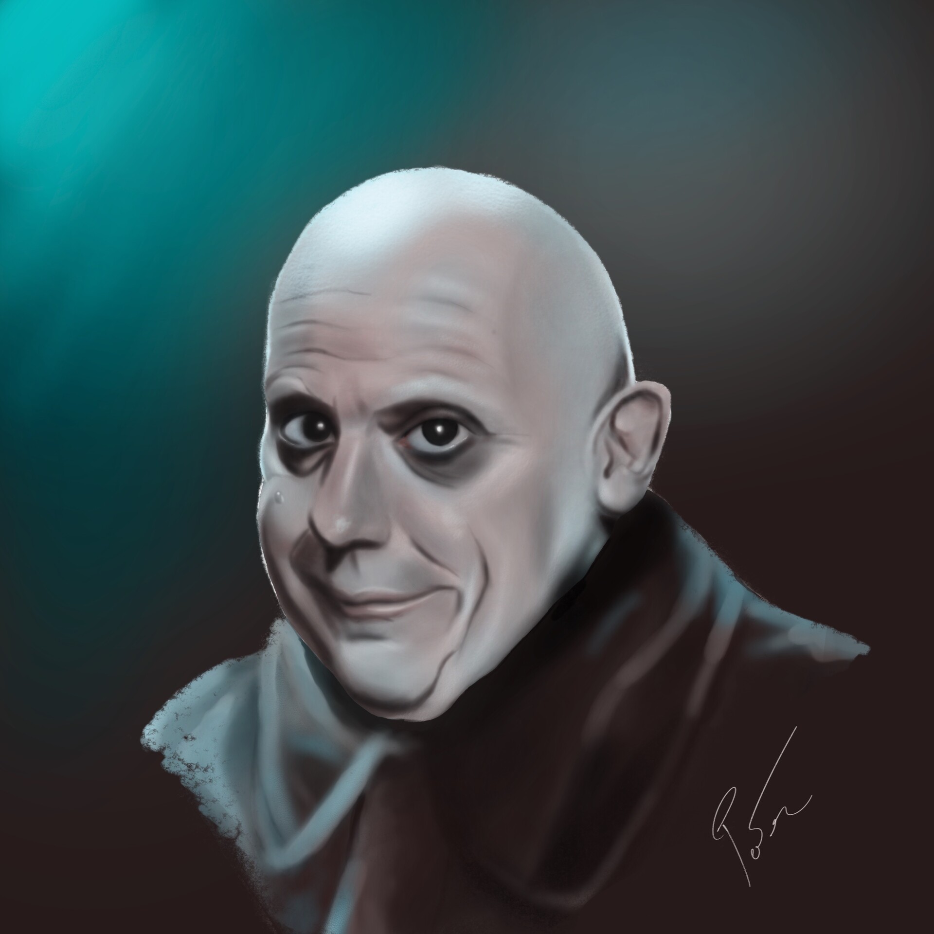 ArtStation - Fester Addams digital drawing